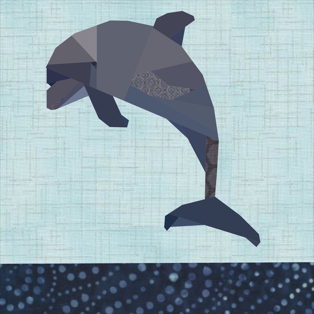 Daphne Dolphin Quilt Pattern. A 12 Inch Quilt Block Foundation Paper ...