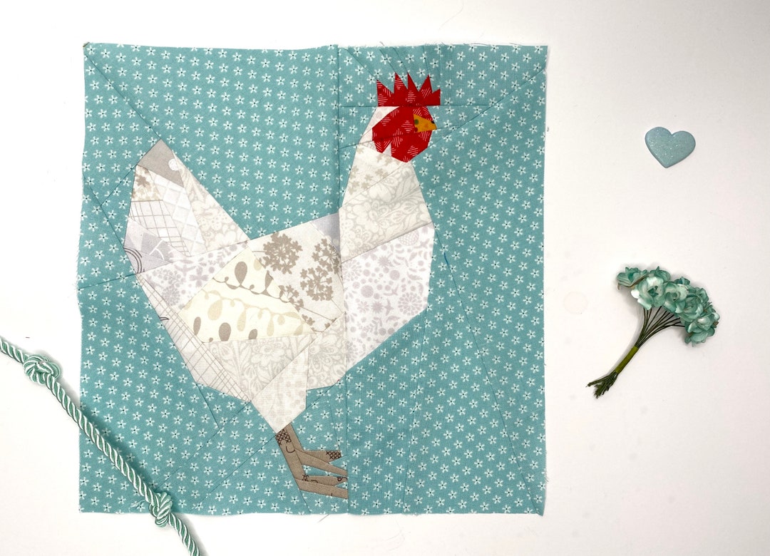 Chicken, 12 Inch Foundation Quilt Block Pattern From the Farm Animal ...