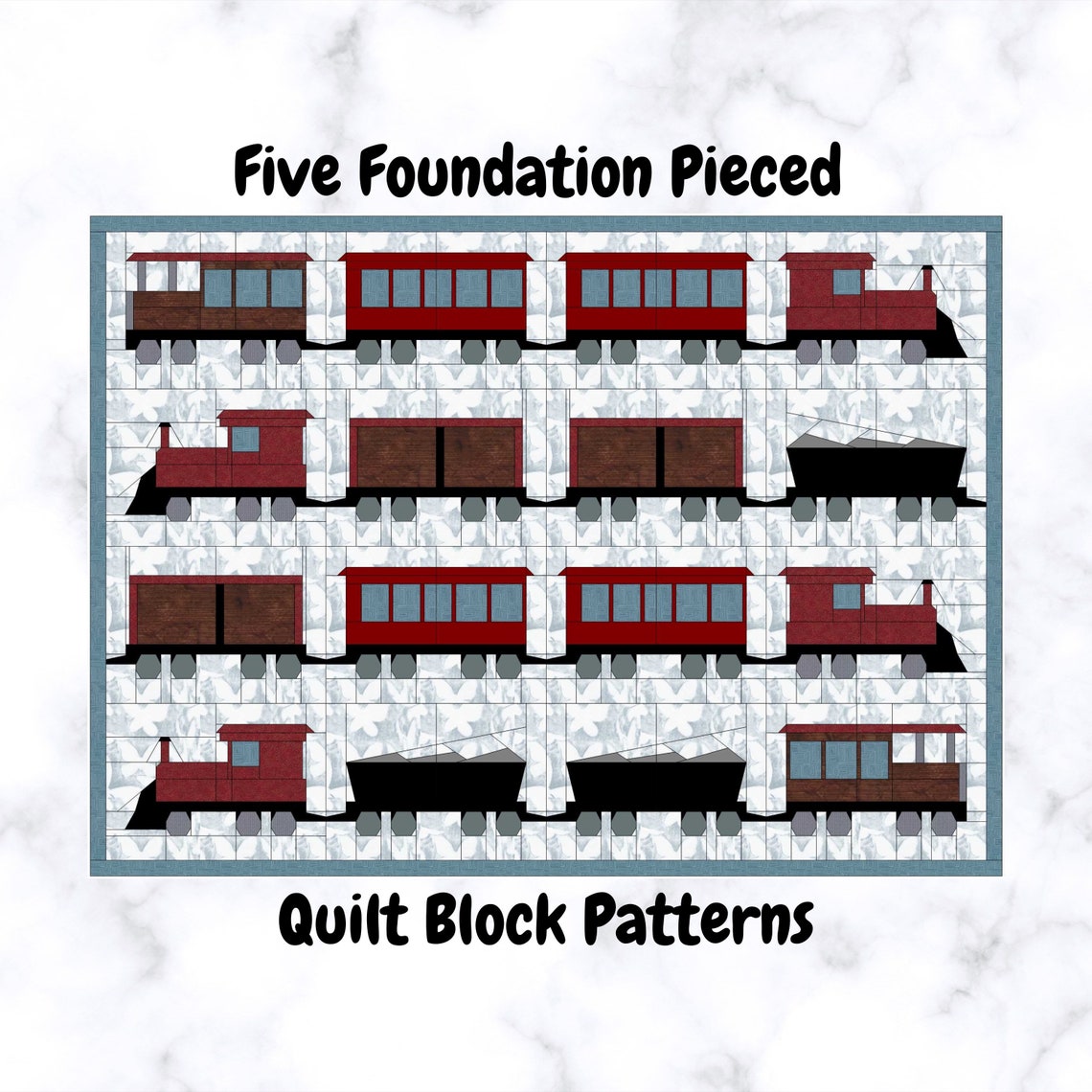 Locomotive Train Quilt Block Patterns. Five Quilt Blocks. | Etsy