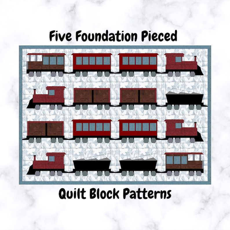 Locomotive Train Quilt Block Patterns. Five Quilt Blocks. Includes ...