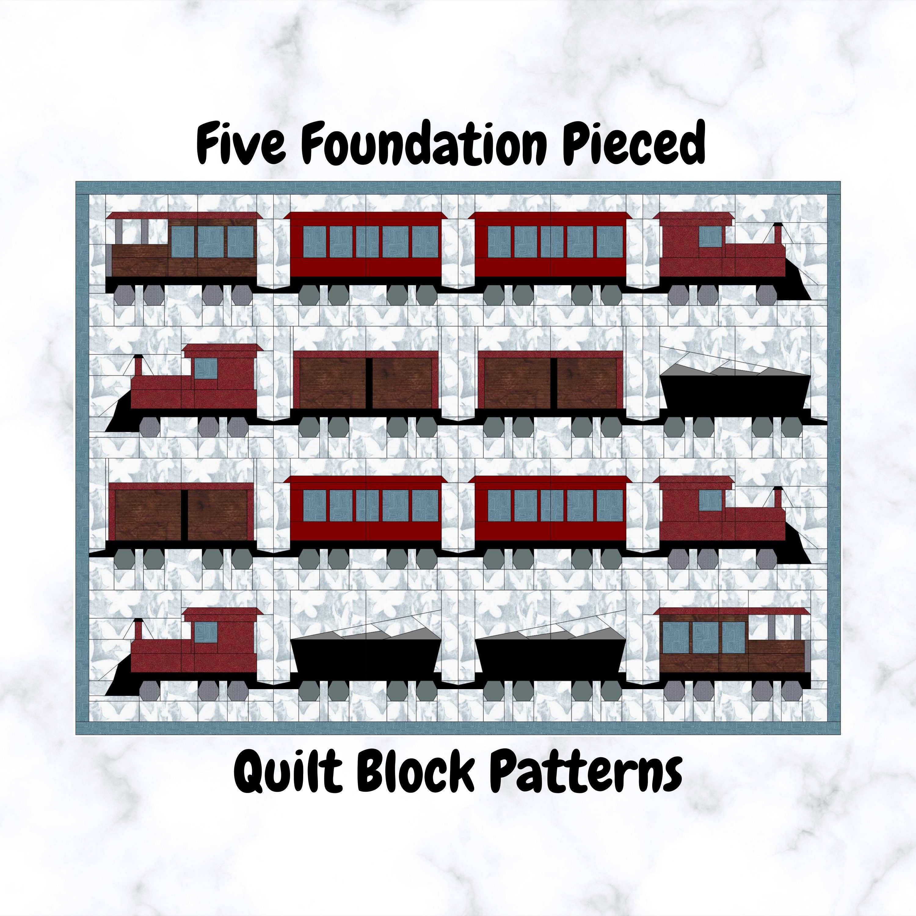 Locomotive Train Quilt Block Patterns. Five Quilt Blocks. Includes ...