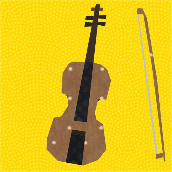 Violin Paper Pieced Musical Instrument Quilt Block Pattern | Etsy