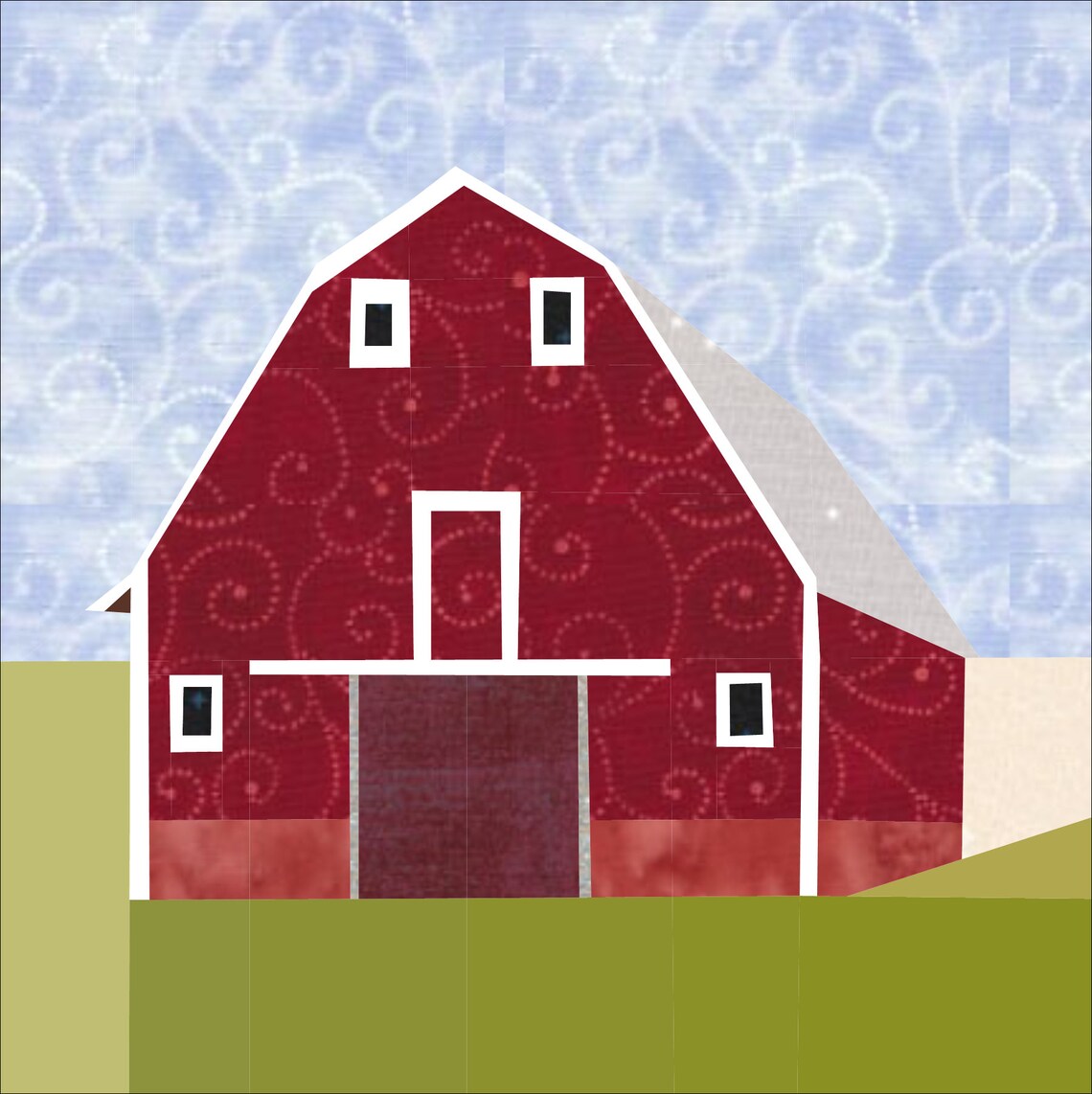Paper Pieced American Red Barn Quilt Pattern; 12 Inch Farm Quilt ...