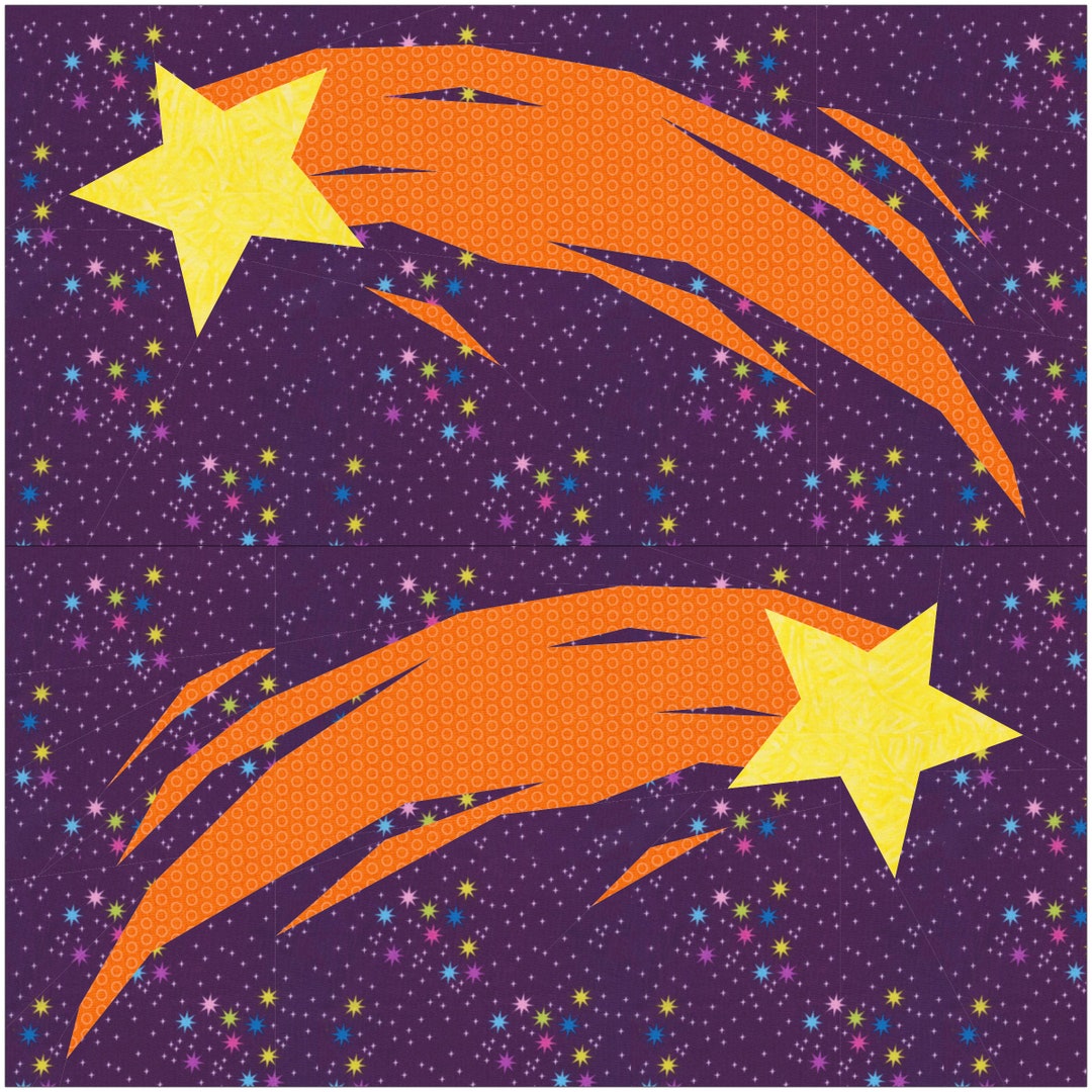 Shooting Star Quilt Pattern. 12 X24 Inch Paper Pieced Quilt Block - Etsy