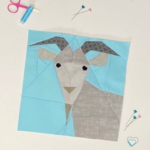 Goat 12 Inch Quilt Block, Foundation Paper Pieced Pattern With 2 ...
