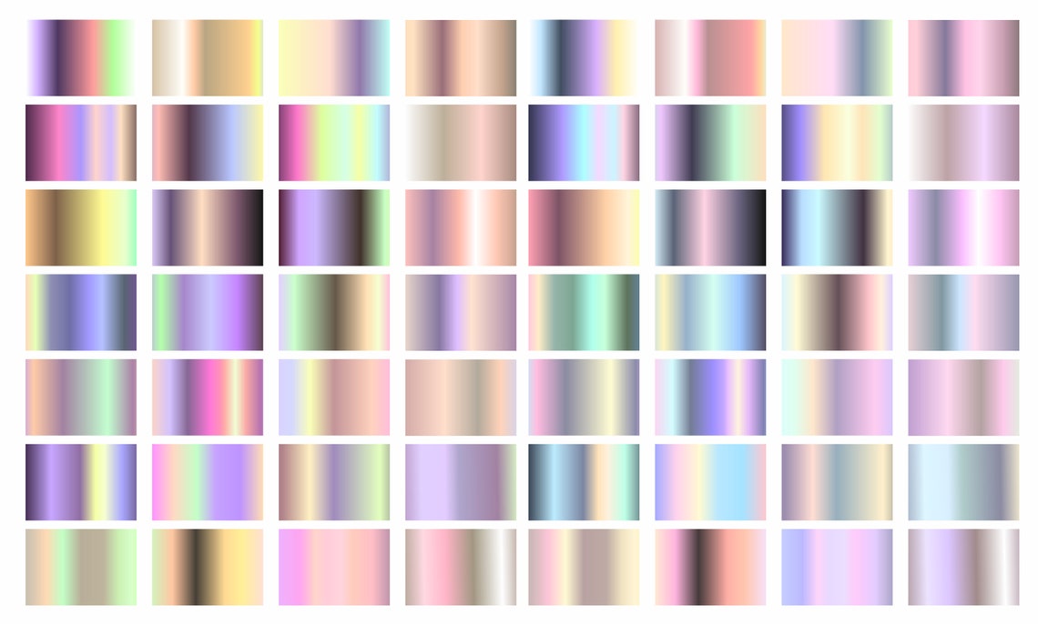 Big Set Metallic Pastel Chrome Gradients CorelDRAW Adobe | Etsy