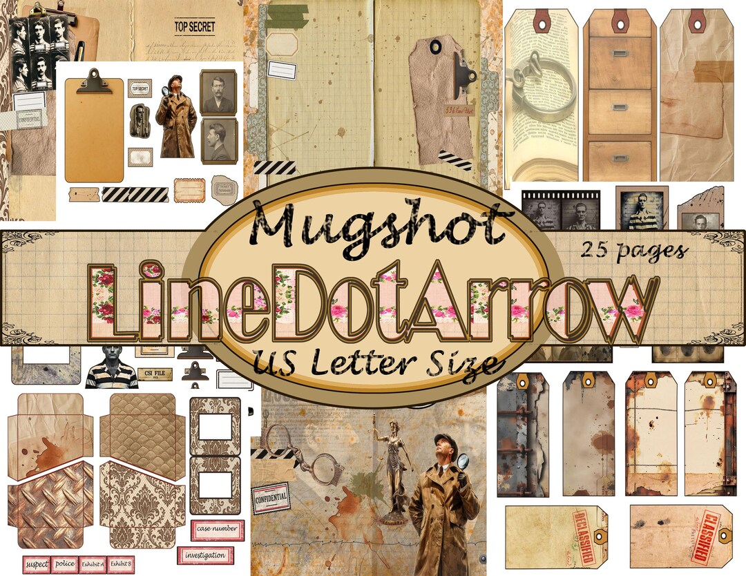 Mugshot 25 Pages in US Letter Size- Grunge Papers- Instant Download - Etsy