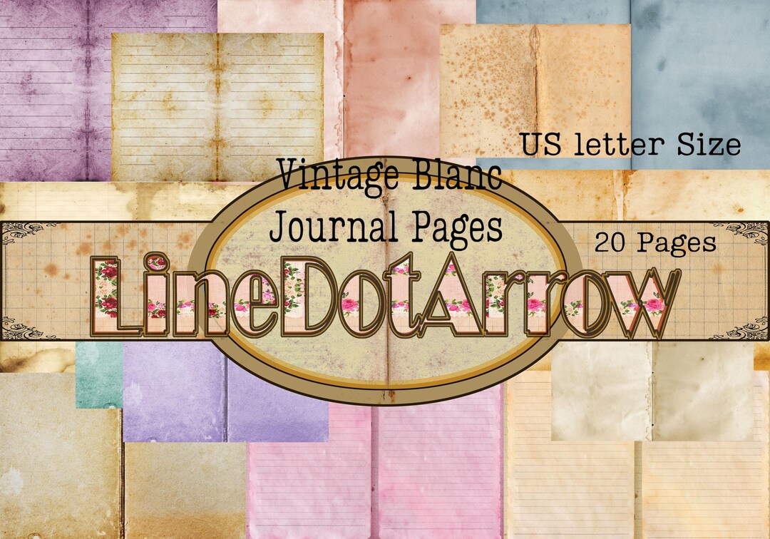 US Letter Size - Vintage Blanc Journal Pages - Vintage Journal Kit -20 ...