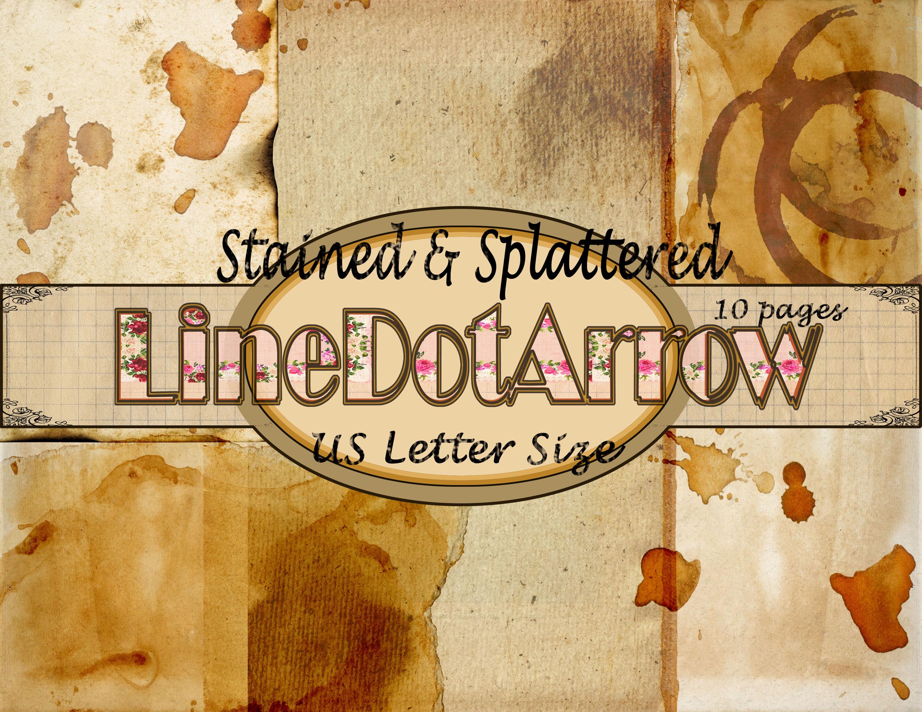 Stained & Splattered 10 Pages in US Letter Size- Grunge Papers- Instant ...