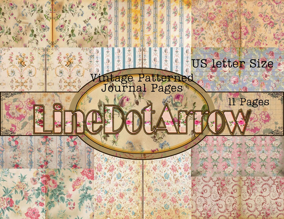 US Letter Size - Vintage Patterned Journal Pages - Vintage Journal Kit ...