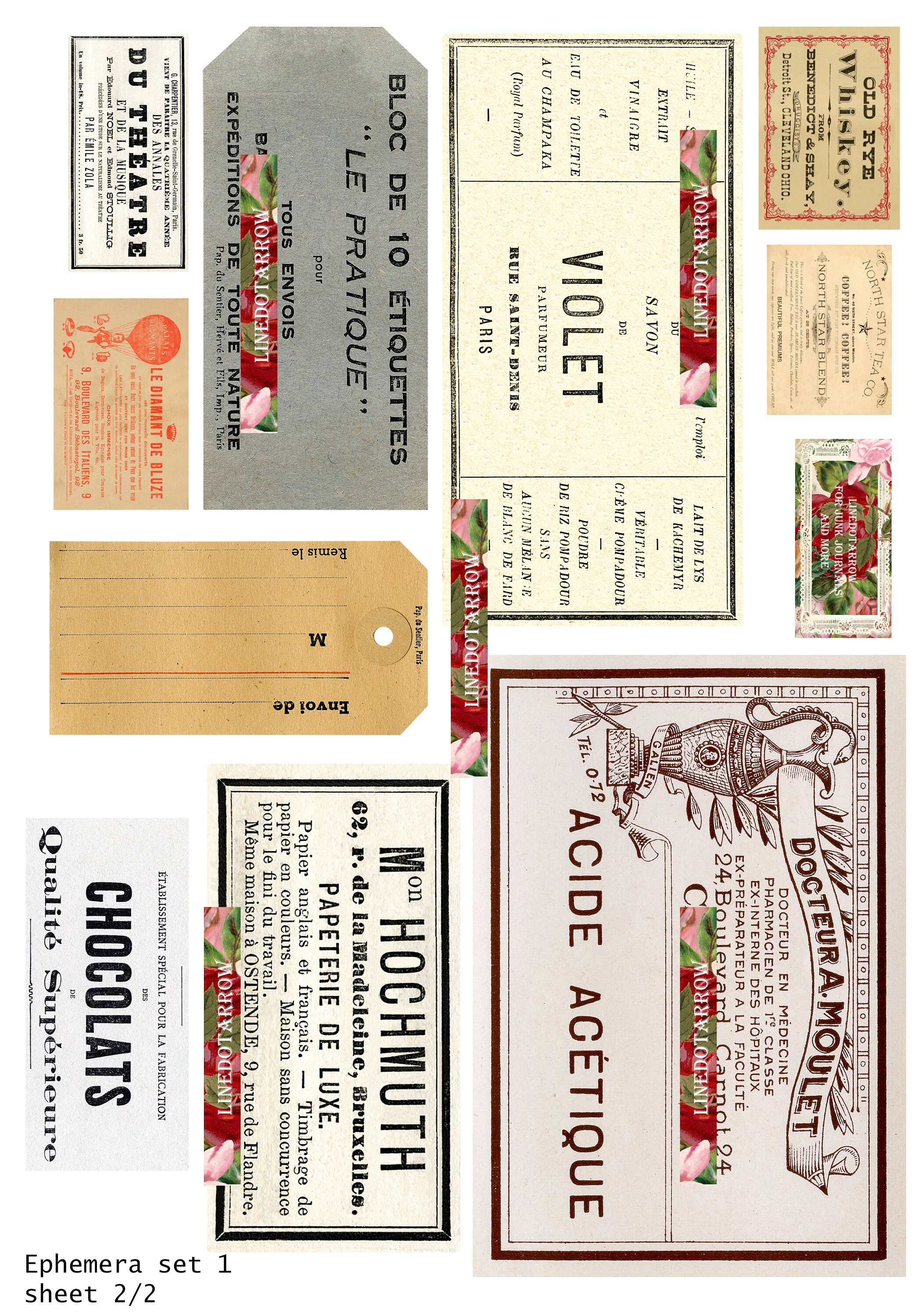 Vintage Ephemera Set 1/digital Items - Etsy