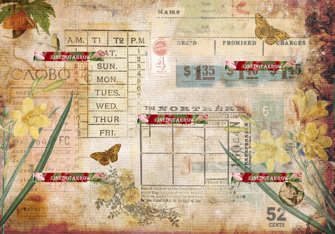 Vintage Tickets Junk Journal Kit-12 Pages- Digital Download - Etsy