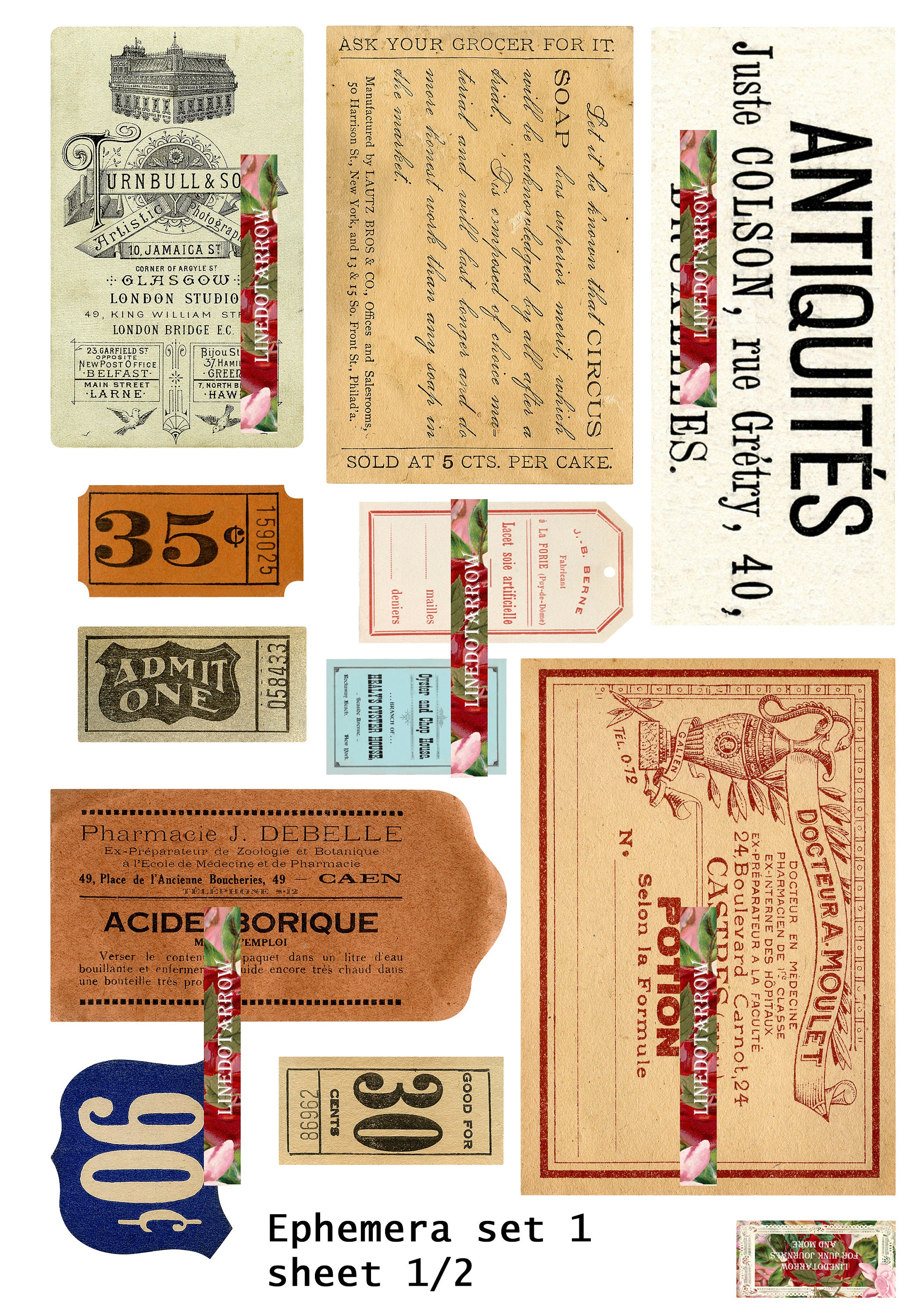 Vintage Ephemera Set 1/digital Items - Etsy