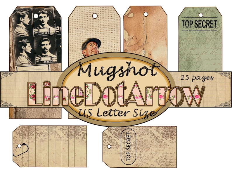 Mugshot 25 Pages in US Letter Size- Grunge Papers- Instant Download - Etsy