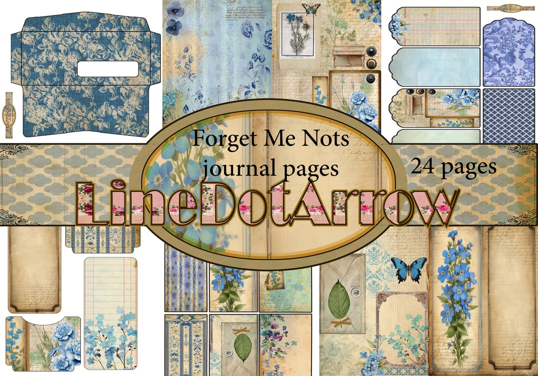 Forget Me Nots Journal Pages Kit-digital Download-24 Pages - Etsy