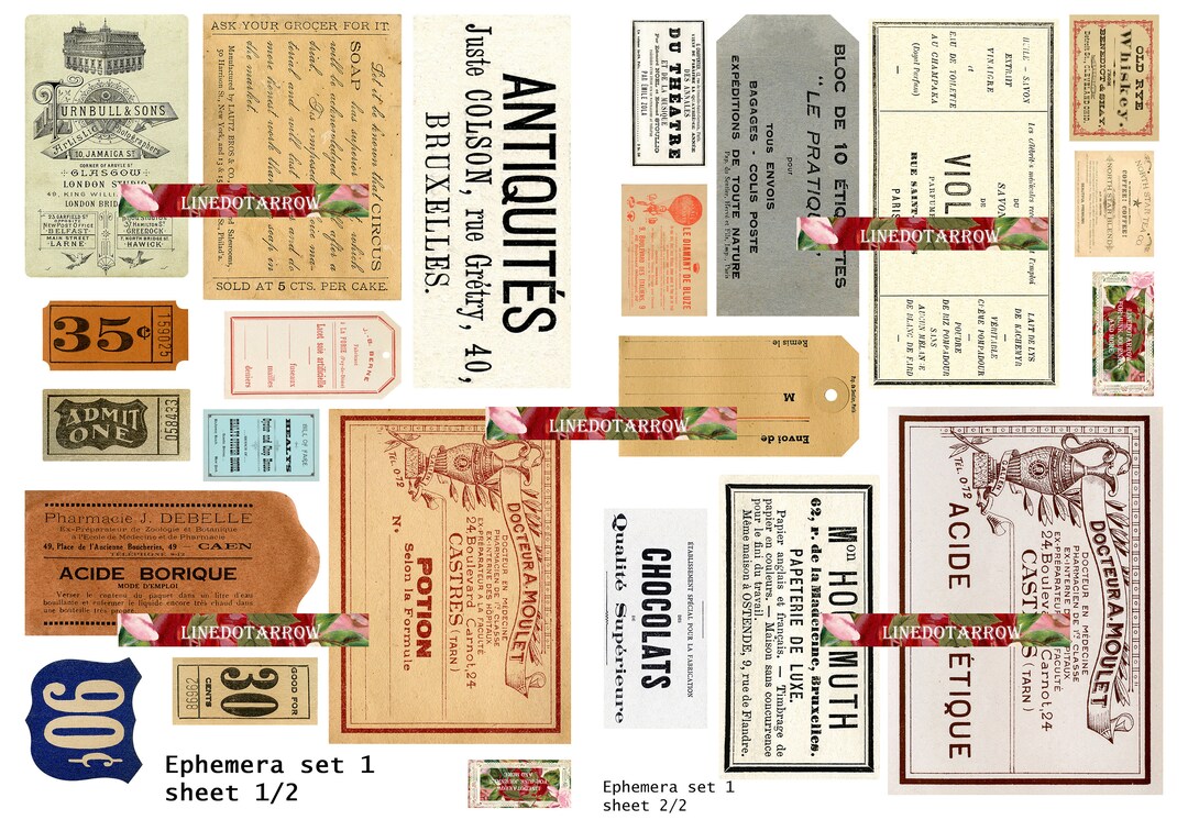 Vintage Ephemera Set 1/digital Items - Etsy