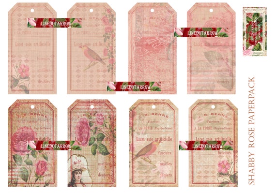 Shabby Rose Paper Pack/7 Digital Pages - Etsy