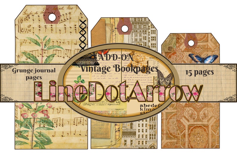 Vintage Bookpages/add-on/grunge Journal Pages/instant Download/15 Pages ...