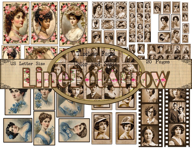 Vintage Portrait Ephemera - Timeless Faces Junk Journal Kit (digital ...