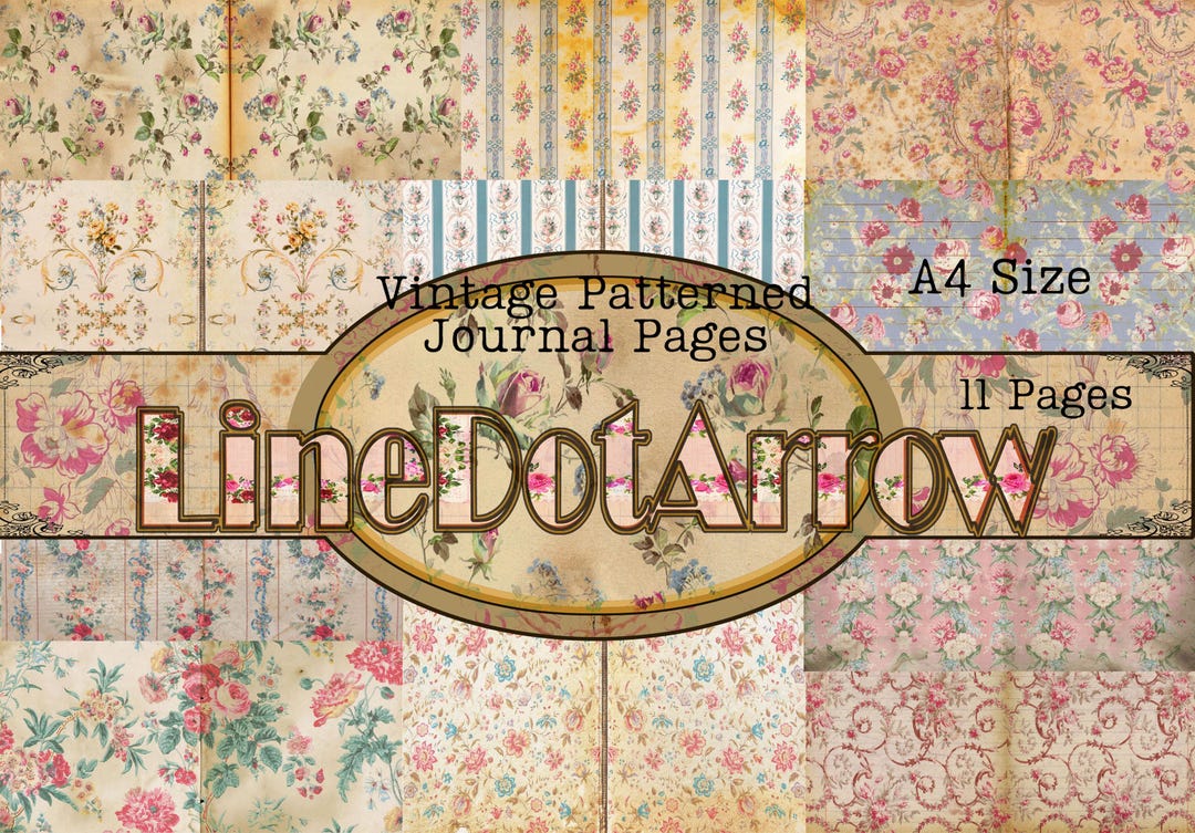 A4 Size - Vintage Patterned Journal Pages - Vintage Journal Kit -11 ...