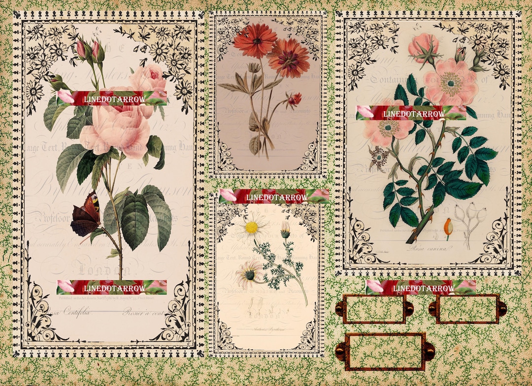 Floral Bookpages Part 2- Junk Journal Kit-digital Download-11 Pages+ 1 ...
