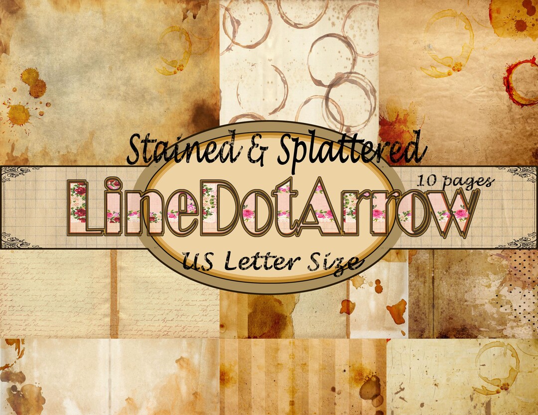 Stained & Splattered 10 Pages in US Letter Size- Grunge Papers- Instant ...