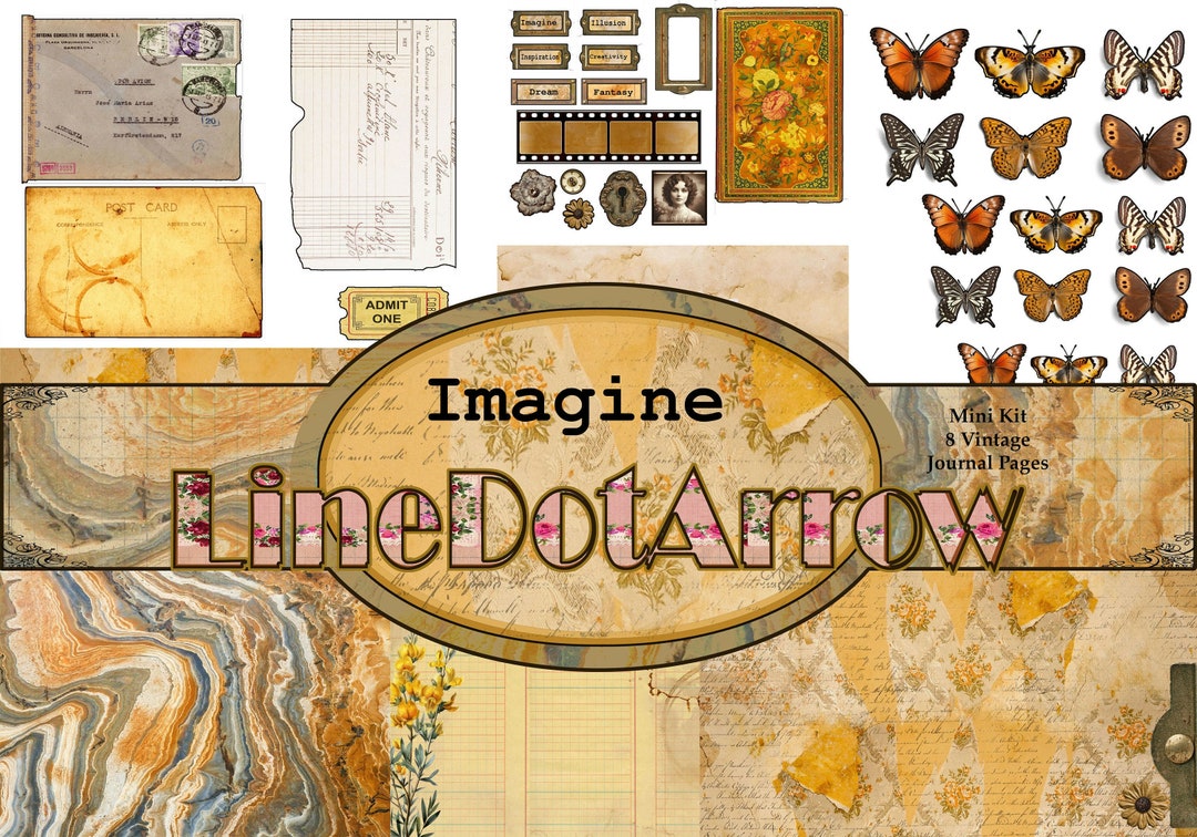 Imagine, Vintage Mini Digital Journal Kit-8 Pages/direct Download - Etsy