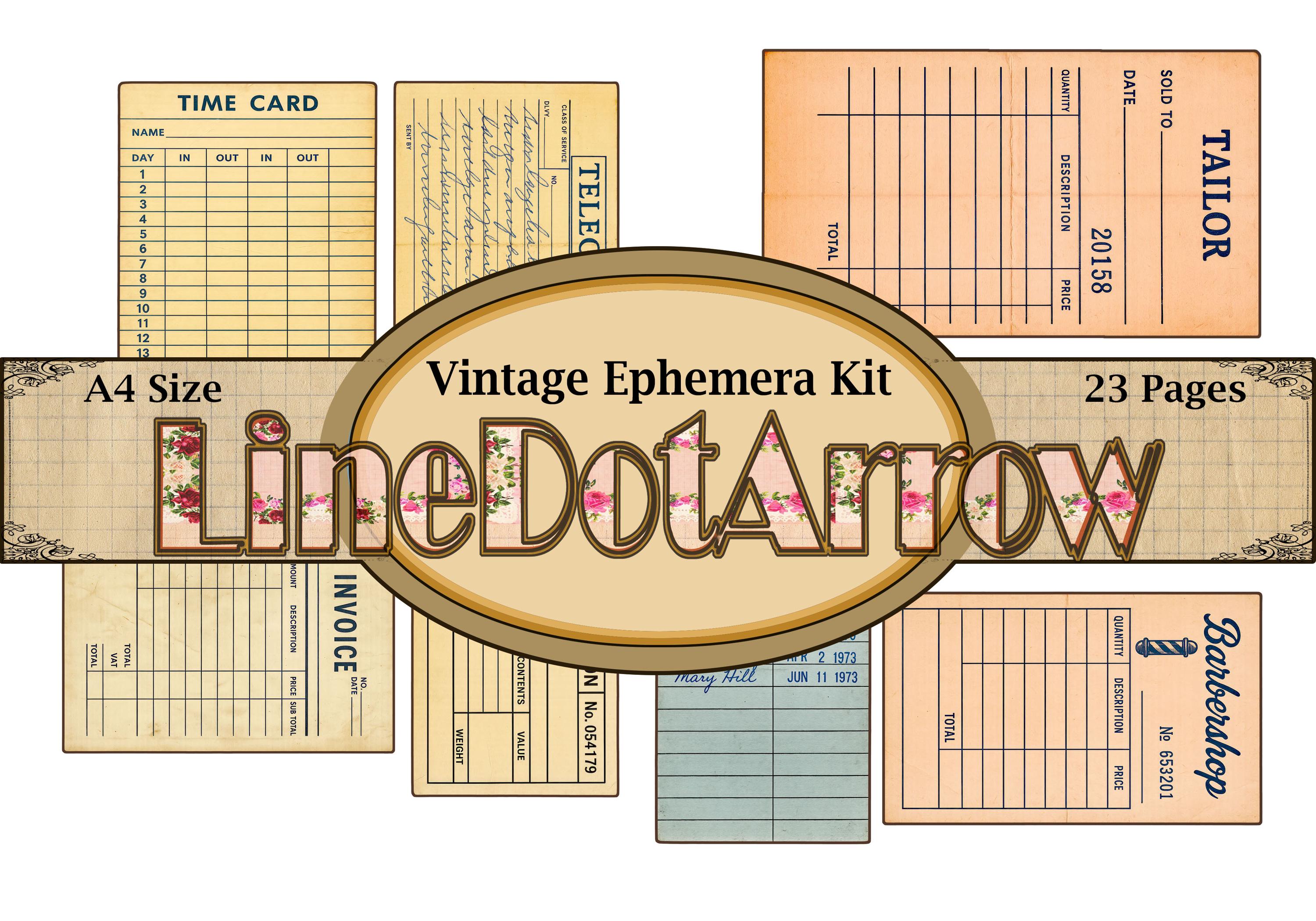 Vintage Ephemera Kit in A4 Size/instant Download Digital Item- 23 Pages ...