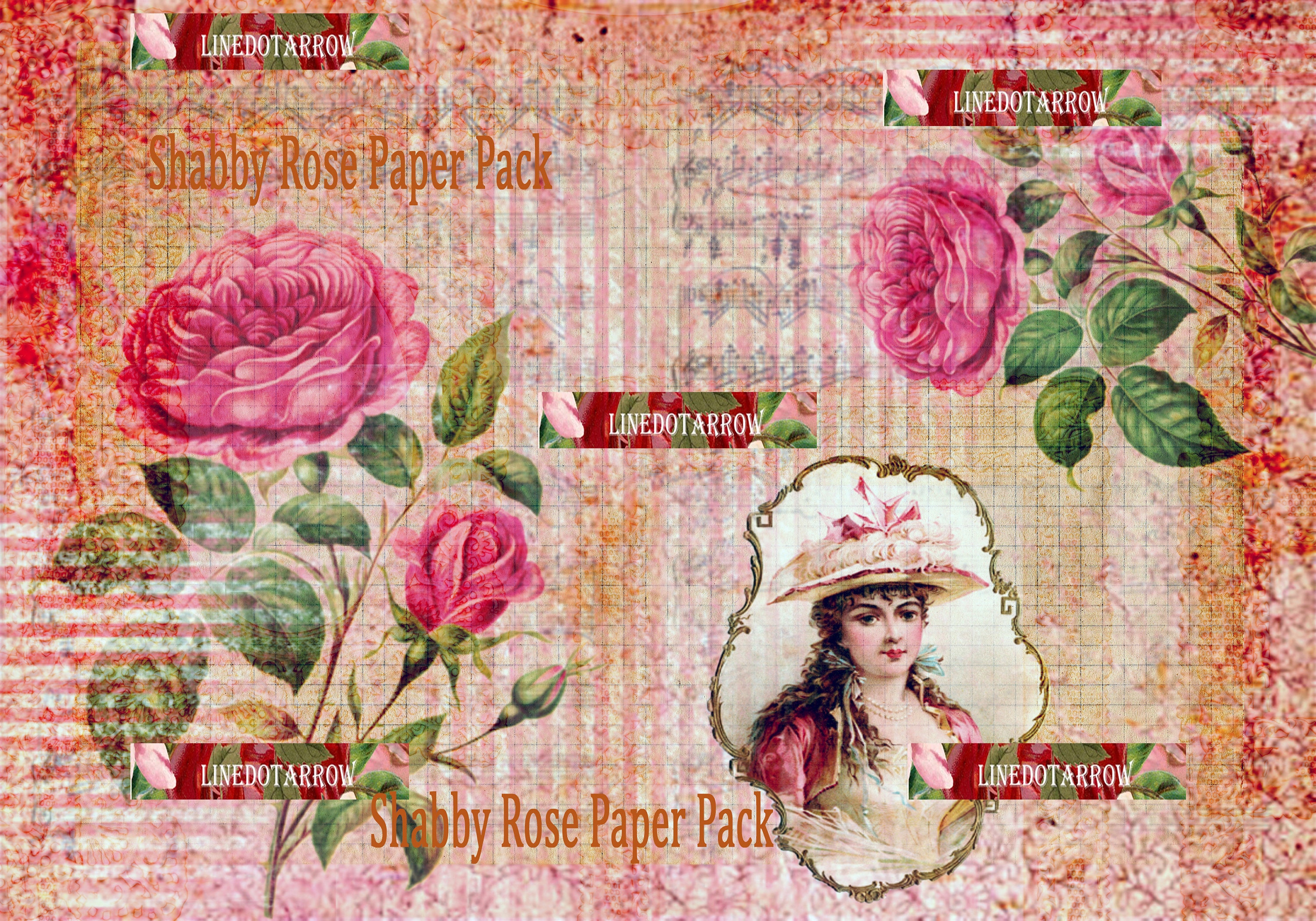 Shabby Rose Paper Pack/7 Digital Pages - Etsy