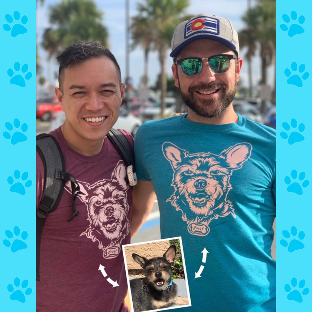 Dog Portrait Tee, Custom Pet Portrait Tee, Dog Lover Gift, Dog Mom ...