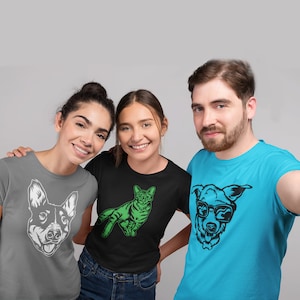 Dog Portrait Tee, Custom Pet Portrait Tee, Dog Lover Gift, Dog Mom ...