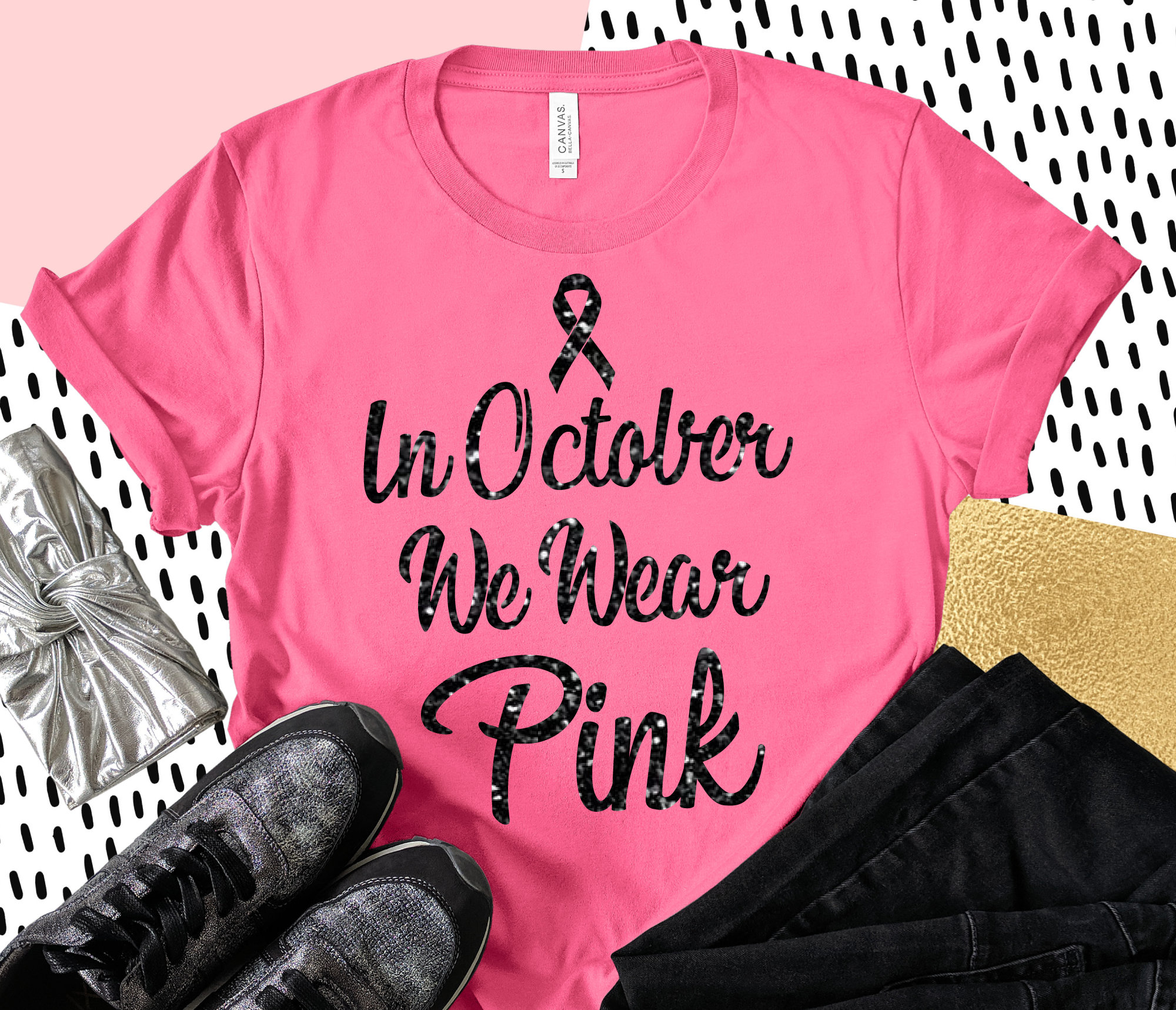In October We Wear Pink Breast Cancer Awareness Month Etsy