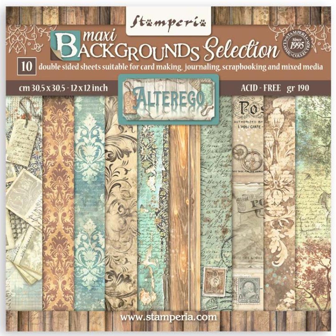 Stamperia Alterego Backgrounds Selection, Stamperia Animals Collection, 12x12 Cardstock, Double ...