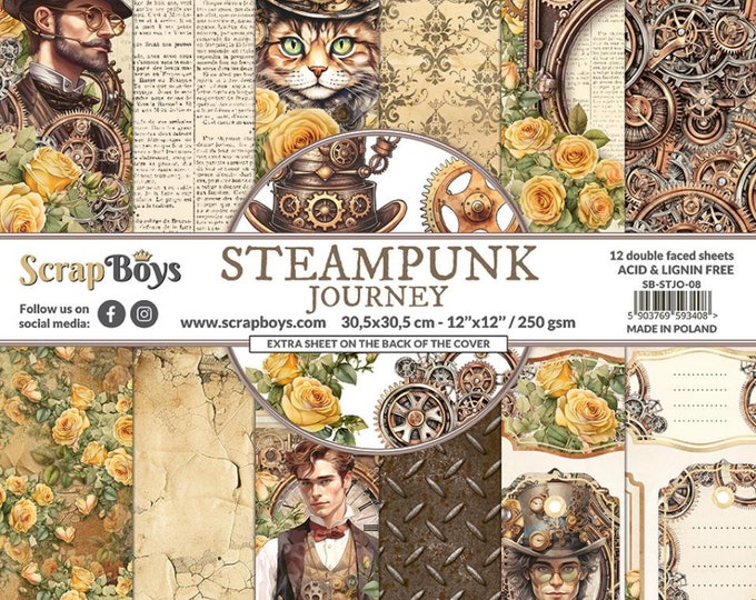 Scrapboys Steampunk Journey 12x12 Paper Pad, Scrapbook Paper, Vintage ...
