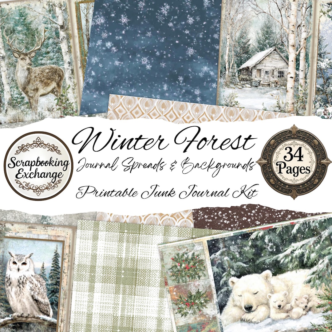 Winter Forest Junk Journal Kit | 34 Printable Pages | Digital Journal ...