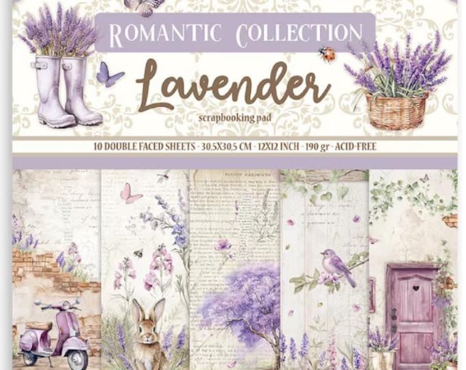 Stamperia Lavender 12x12 Paper Pad, Stamperia Romantic Collection ...