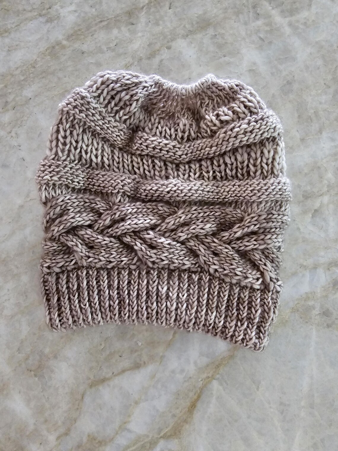 KNIT BEANIE PATTERN - the Horizontal Braid Beanie - Hat Messy Bun Women ...
