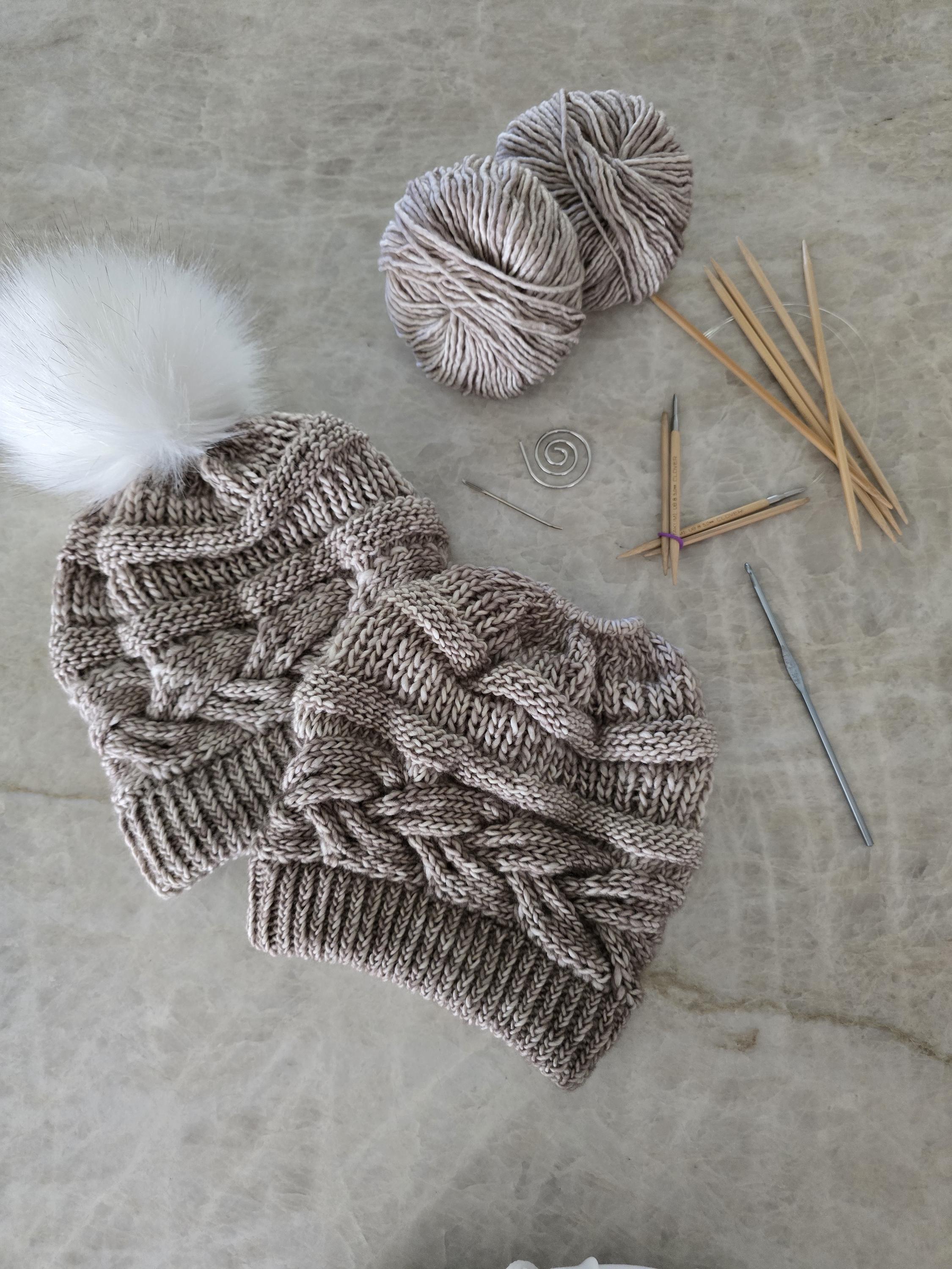 KNIT BEANIE PATTERN - the Horizontal Braid Beanie - Hat Messy Bun Women ...