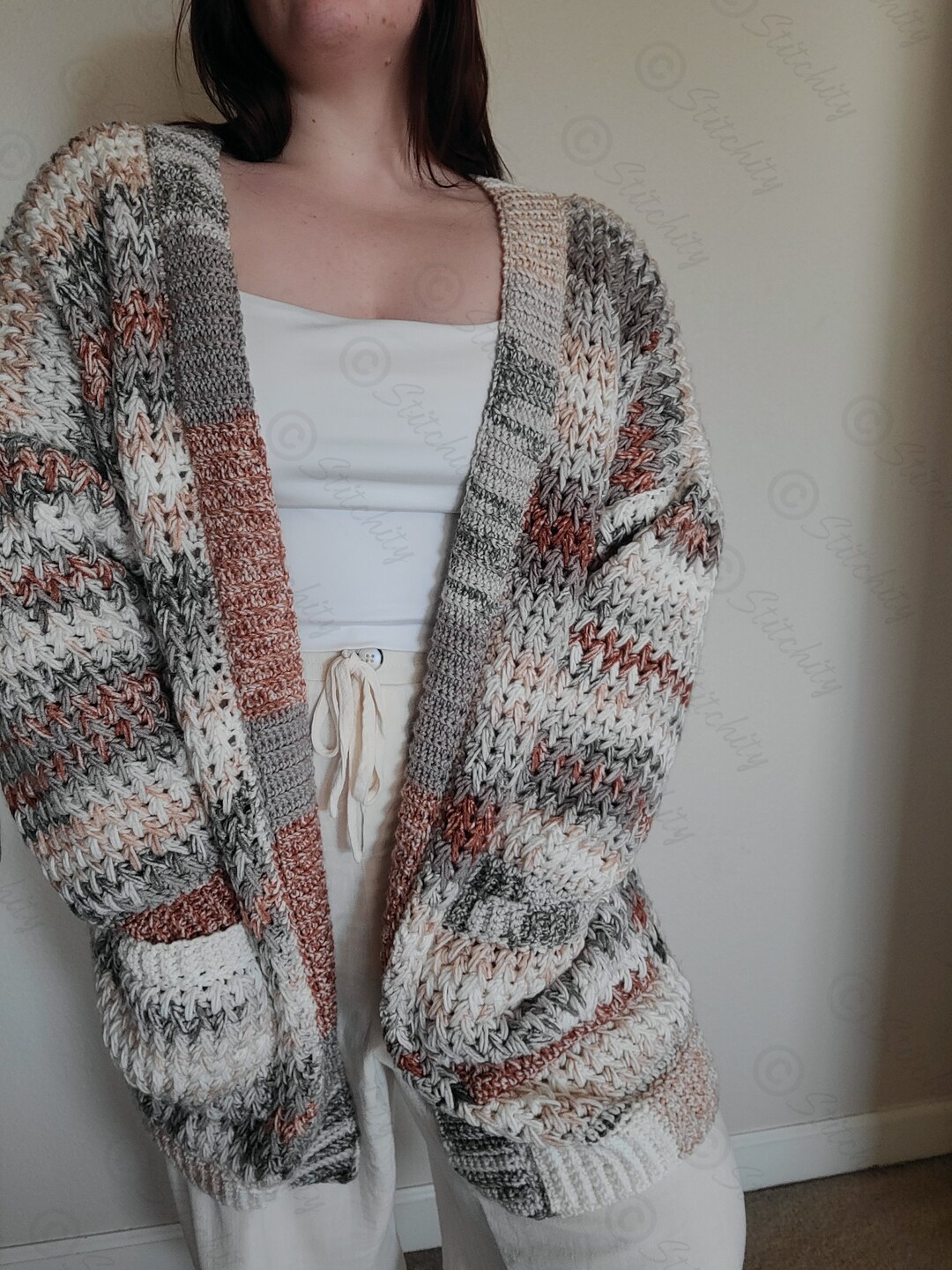 CROCHET CARDIGAN PATTERN the Amber Mornings Cardigan A Measurements ...