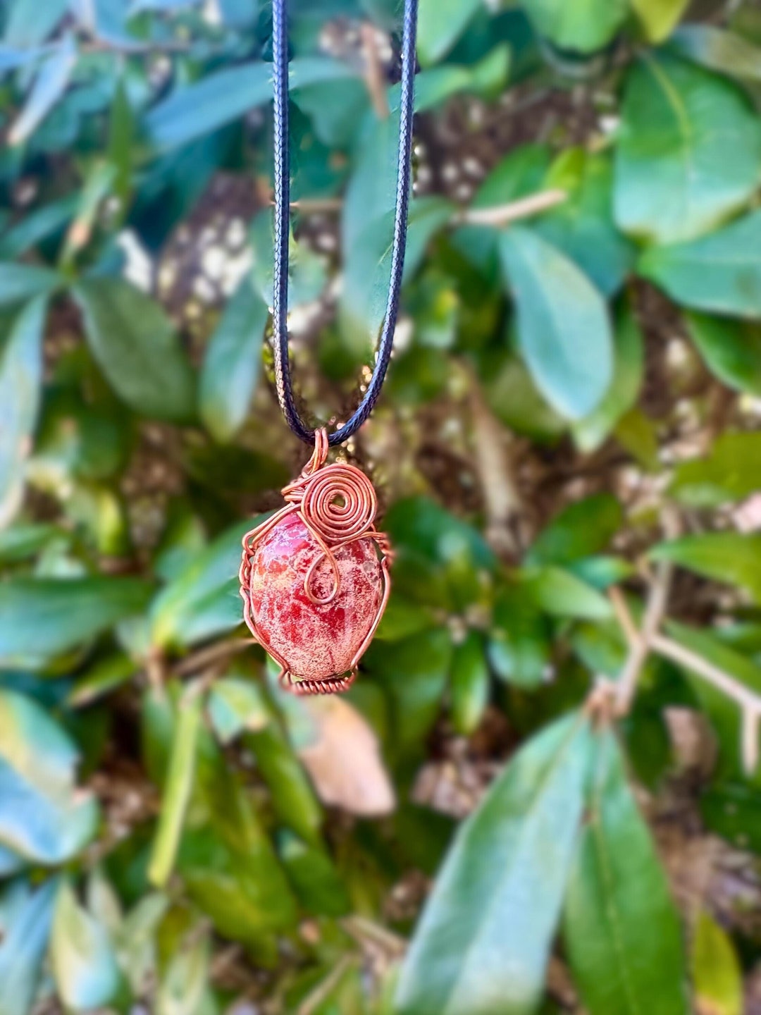Handmade Brecciated Jasper Copper Wire Wrapped Necklace, Boho Healing ...