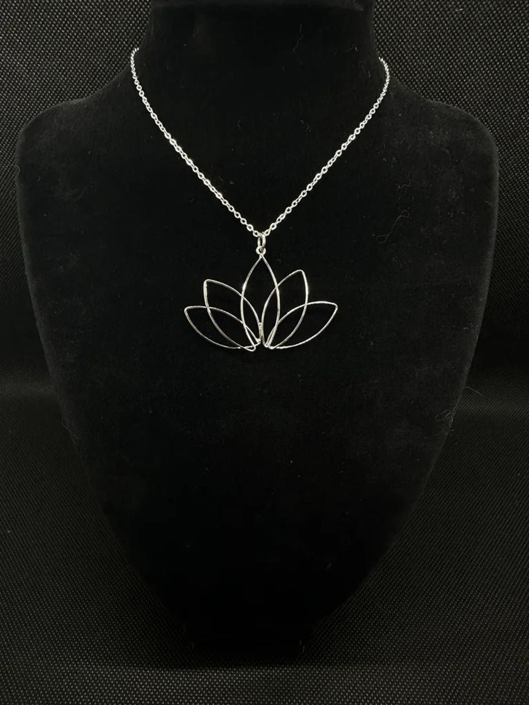 Silver Lotus Necklace, Minimalist Charm Pendant, Lotus Flower Jewelry ...