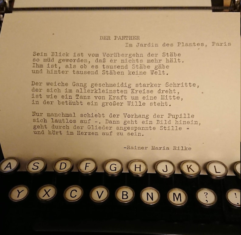 Der Panther (the Panther) by Rainer Maria Rilke - Typewriter Poetry ...
