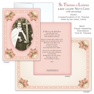 ST. THERESE of LISIEUX - 3 Prayer Note Cards & 3 Bookmarks, With 3 ...