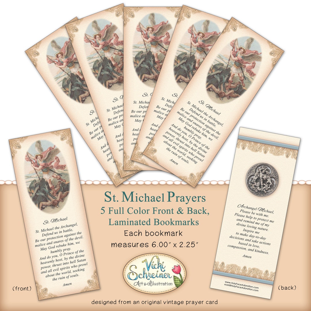 ST. MICHAEL the ARCHANGEL - Prayer Bookmarks Set of 5, Laminated, Full ...