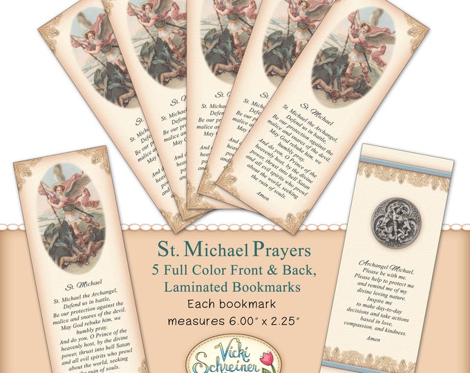 ST. MICHAEL the ARCHANGEL - Prayer Bookmarks Set of 5, Laminated, Full ...