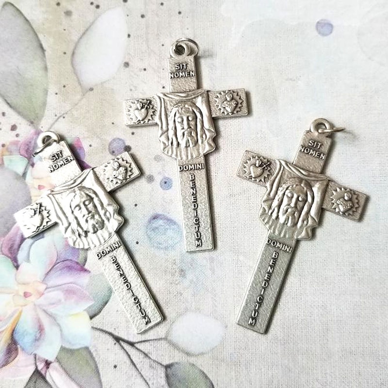 Cross and Holy Medal - Etsy