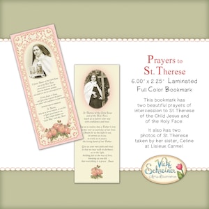 ST. THERESE of LISIEUX - 5 Glossy Prayer Bookmarks, Full Color Front ...