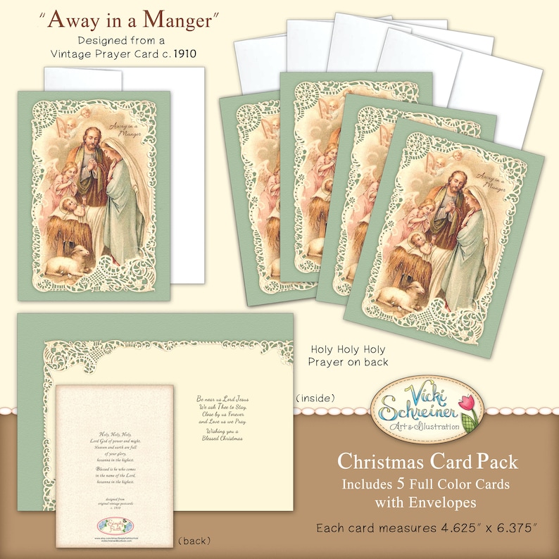 CHRISTMAS SPECIAL 5 Christmas Cards with 5 Envelopes Holy | Etsy