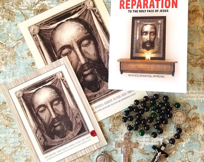HOLY FACE of JESUS Starter Set With Glass Chaplet, Holy Face Cross ...