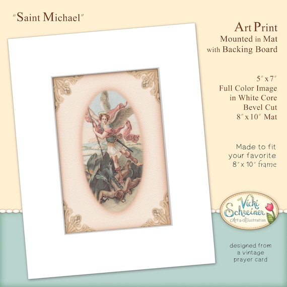ART PRINT St. Michael the Archangel 5x7 Mounted in 8x10 Mat | Etsy